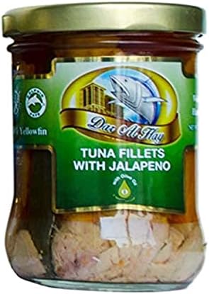 Dar Al Hay Yellowfin Tuna fillets in olive oil in glass jars- Jalapeno ...