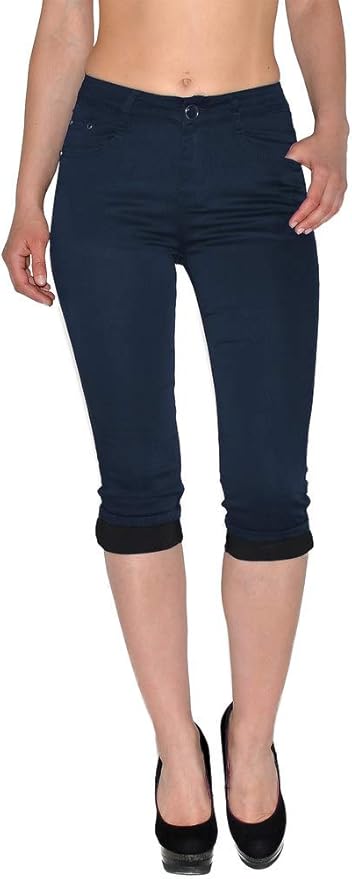 ESRA Jean Femme Capri Pantalon pour Femmes Capri Femmes Jean à Grandes ...