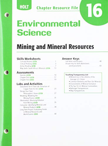Amazon.com: Holt Environmental Science: Chapter Resource File Chapter ...