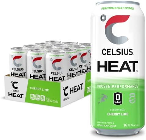 CELSIUS HEAT Cherry Lime Performance Energy Drink, ZERO Sugar, 16oz ...
