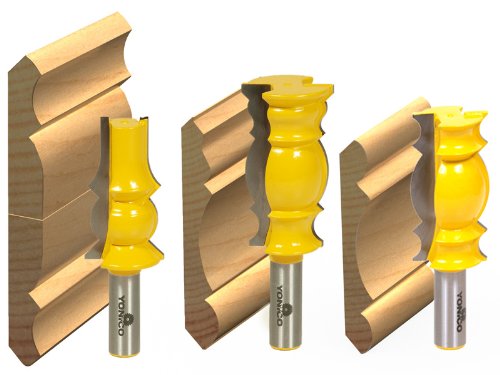 Yonico Router Bits Crown Molding Set 3 Bit 1/2-Inch Shank 16320 ...