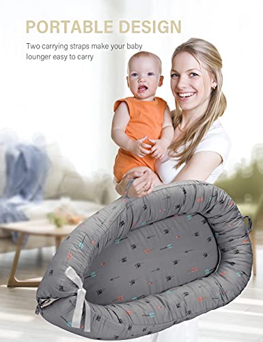 Yoocaa Baby Lounger - Soft 100% Cotton & Fiberfill Breathable Newborn ...