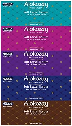 Alokozay Soft Facial Tissues (200 Sheets x 2 Ply White Tissues,2000 ...
