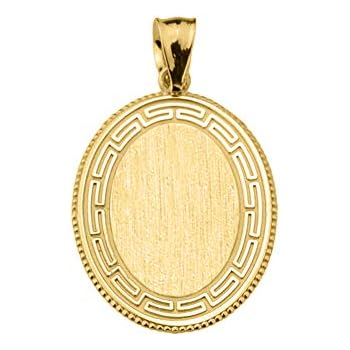 Amazon.com: Fine 14k Yellow Gold Engravable Greek Key Heart-Shaped ...