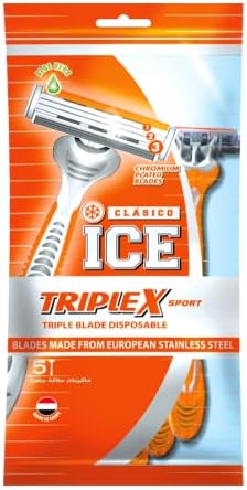 Clasico Ice Triplex Sport, Disposable Triple Blade Razor (Pouch of 5 ...