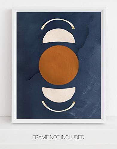 Amazon.com: Abstract Navy Blue Moon Phases Wall Art. 11x14 UNFRAMED ...