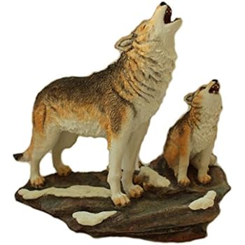 Amazon.com : Solid Rock Stoneworks Howling Coyote Stone Statue 16in Tall Buff Color : Garden ...