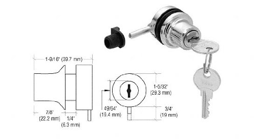 CRL Chrome Through Glass Plunger Locks - Keyed Alike - Door Lock ...