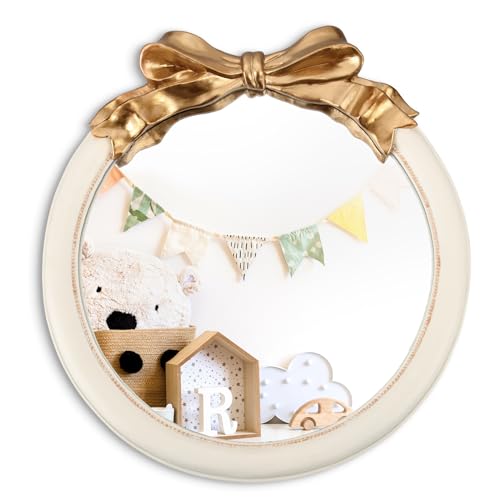 DoubleFill 18 Inch Nursery Mirror, Bow Wall Mounted Mirror for Girl Princess Vintage Nursery ...