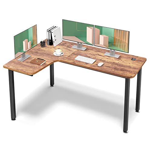EUREKA ERGONOMIC 60 Inch Rustic Brown Corner L Shaped Computer Desk ...