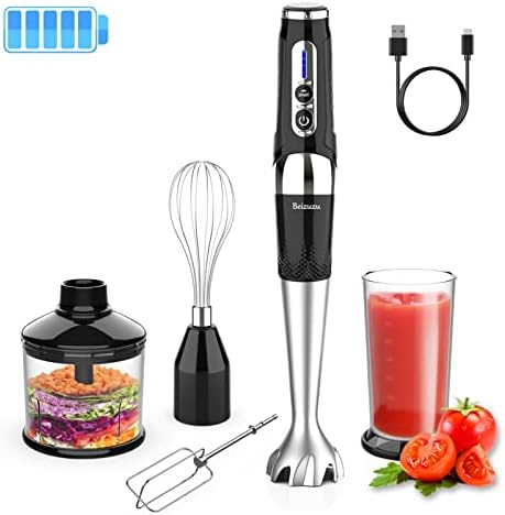 Cordless Hand Blender 4-in-1 Electric Immersion Blender 3-Angle Adjustable Powerful Variable ...