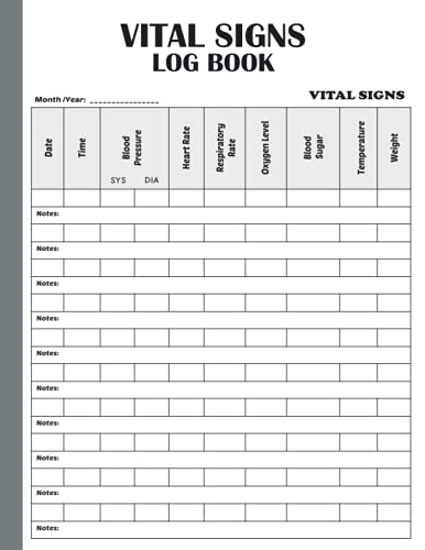 Vital Signs Log book: Personal Health Record Organizer And Keeper ...