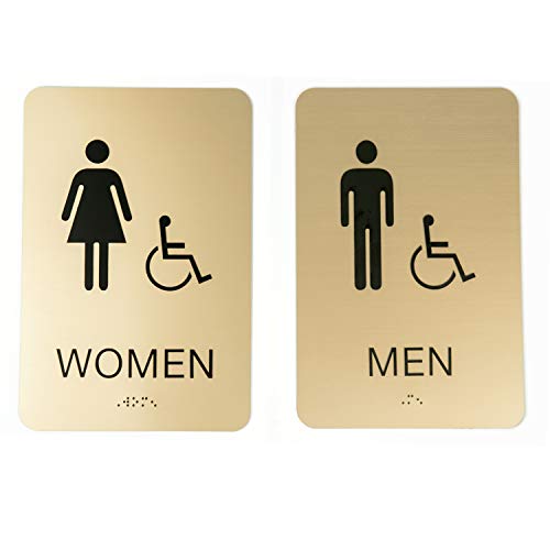 Gold Men & Women ADA Restroom Signs/Modern Chic 6" x 9" Acrylic ...