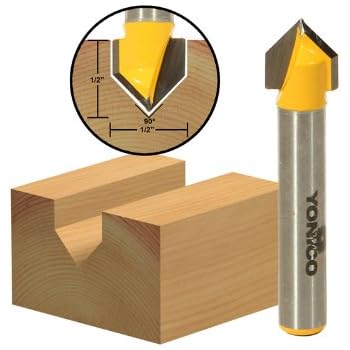 Yonico 14991q 90 Degree X 1/2-Inch Diameter V Groove Router Bit 1/4 ...