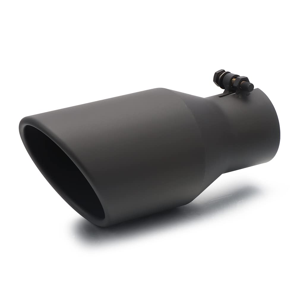 LCGP 2.5 Inch Inlet Exhaust Tip, 2.5" x 4" x 9"Black Exhaust Tailpipe ...