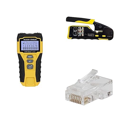 Klein Tools RJ45 Cable Tester Kit with LAN Scout Jr. 2, Coax Crimper ...