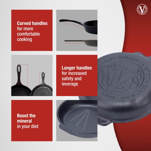 Victoria Cast Iron Round Skillet With Double Loop Handles Seasoned With ...