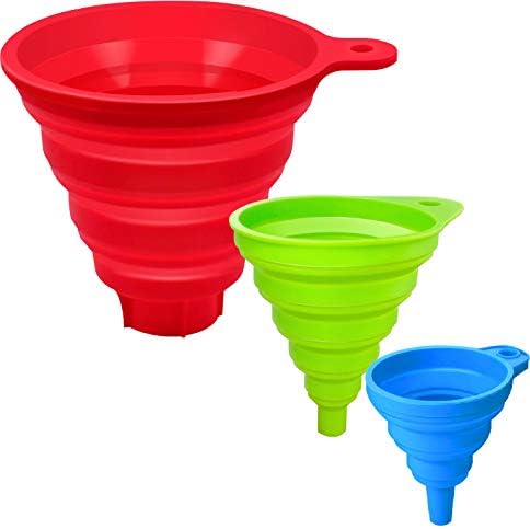 Kitchen Funnels Set of 3, Collapsible Funnel, Funnels for Filling Bottles and Jars, Food Grade ...