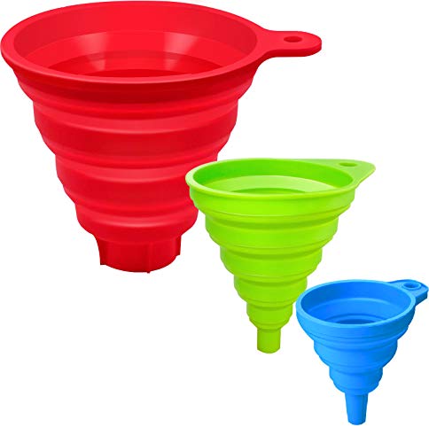 Kitchen Funnels Set of 3, Collapsible Funnel, Funnels for Filling Bottles and Jars, Food Grade ...