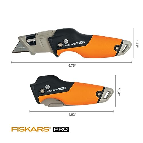 Fiskars Pro Retractable Folding Utility Knife - Box Cutter with ...