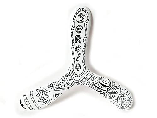 Boomerang de madera, diseño Zentangle Mandala Doodle. Bumeran para ...