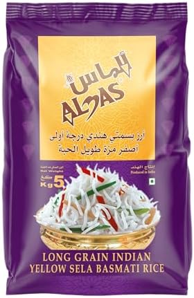 سعر Almas Long Grain Indian Yellow Sela Basmati Rice 5 kg فى السعودية ...