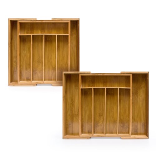 Relaxdays Besteckkasten mit 5 bis 7 Fächern HBT: 5 x 48,5 x 37 cm große Besteckeinlage aus ...