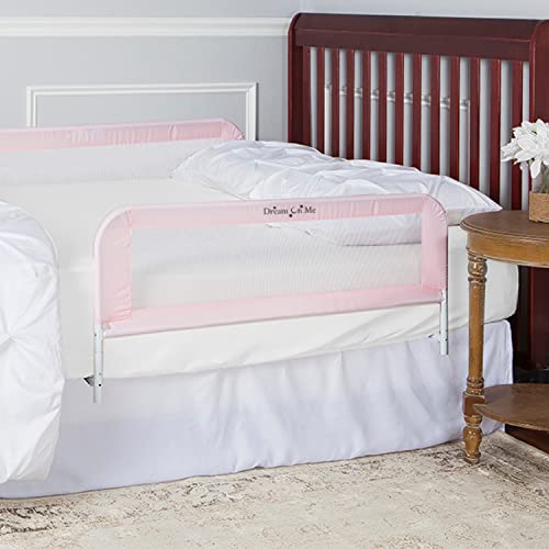 Dream On Me Adjustable Mesh Bed Rail in Pink, Two Height Levels ...
