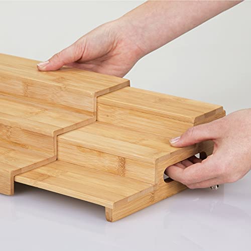 mDesign Bamboo Adjustable, Expandable Spice Rack Organizer with 3 ...