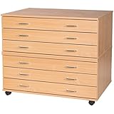 Heavy Duty Traditional Style A1 6 Drawer Plan Chest, Light Grey Wooden ...