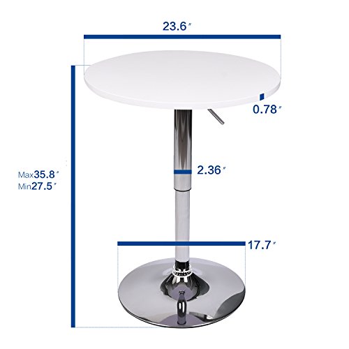 35 Inches Height Pub Table Round White Mdf Top, with 2 White ...
