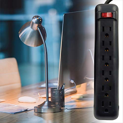Clear Power 2-Pack 6 Outlet Power Strip, 3 ft Power Cord, Low-Profile ...