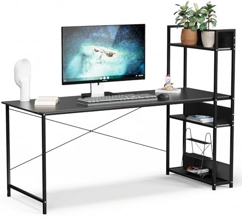 ZERIFAM 120 * 60cm Computer Desk with 4-Tier Shelves - Computer Study ...