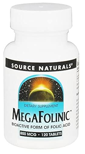 Source Naturals MegaFolinic 800mcg Bioactive Folic Acid, Brain & Cell ...