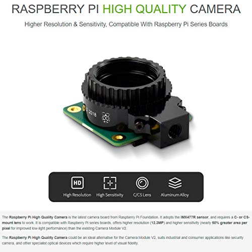 Raspberry Pi HQ Camera Module with Case for Raspberry Pi 4B/3B+/3B/2B/A+/Zero/W/Zero WH,12.3MP ...