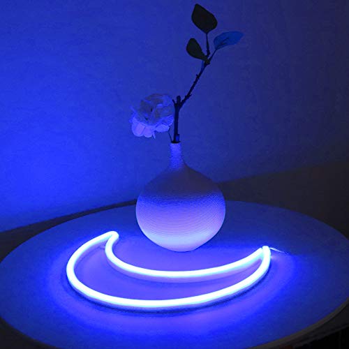 LED Blue Moon Neon Light, Cute Neon Moon Sign,Christmas Room Decor ...