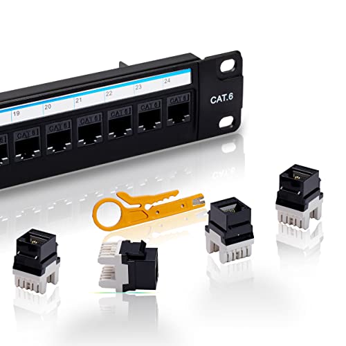 Lysymixs Cat6 Patch Panel 24 Port with Keystone, RJ45 Network Patch ...