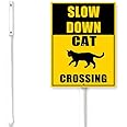 Amazon.com : Houseuse Cat Crossing Sign With Stake Slow Down Sign For ...