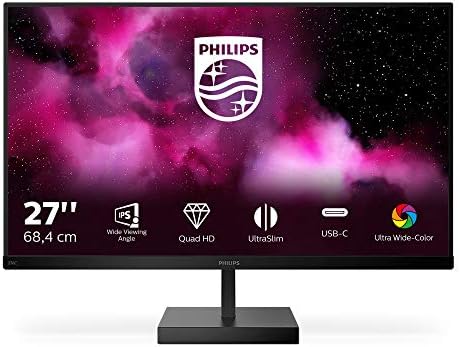 سعر Philips 276C8-27 Inch QHD Monitor, 75Hz, 4ms, IPS, USB-C Dock, AMD FreeSync, HDR400 (2560 x ...