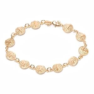 Amazon.com: Barzel 18K Gold Plated Gold Religious Bracelet with Saint ...