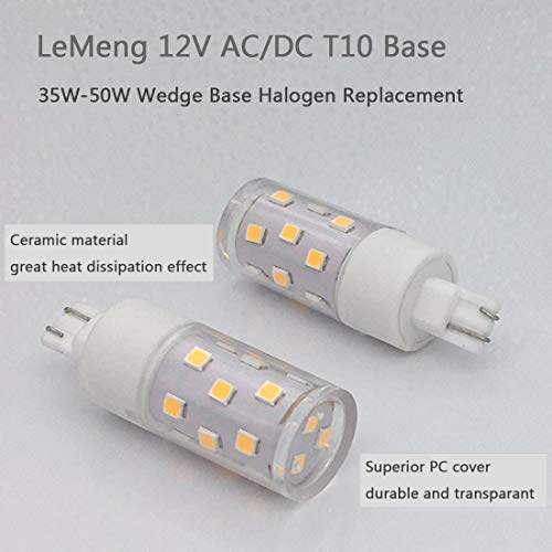 LeMeng 50watt T10 Wedge Base 921 LED Light Bulb 5W 500lm,2700K Warm White,12VAC/DC for Outdoor ...