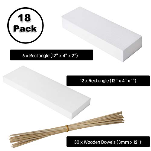 18 Pack Foam Blocks - Styrofoam Rectangle Blocks -Floral Foam -Craft ...