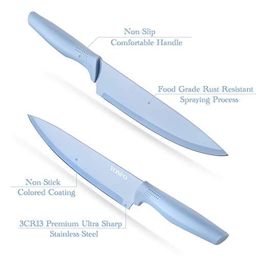Sharp Kitchen Knife Set, YOSFO 6-Piece Colorful Kitchen Knives Set with ...