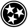 Amazon.com - Round Black and White Tennessee 3 Stars Sticker (State ...