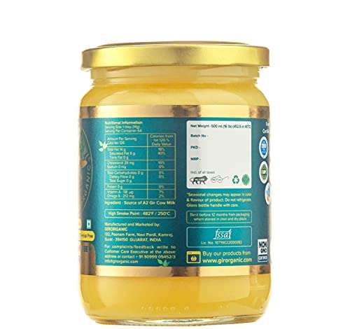 GirOrganic Grass Fed A2 Ghee | Clarified Butter (16 Oz) - Unsalted Gir ...
