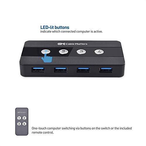 Cable Matters 4 Port USB 3.0 Switch Hub USB Sharing Switch for 4 ...