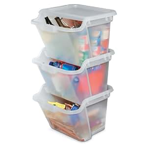 Amazon.com: Set of 3 Recycle Bins - 172002 (Clear) (53.75" H x 18.25" W ...