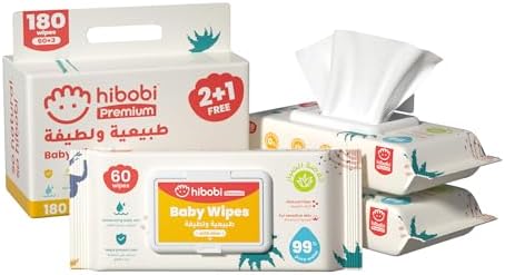 hibobi Baby Wipes with Aloe - Cleansing Baby Refresh Wipes, 180 Baby ...