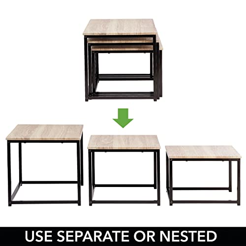 mDesign Modern Nesting Tables, Industrial Stackable Nightstand Side/End ...