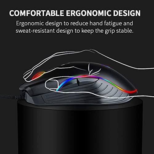 Corded Mouse Computer Wired Mouse-Optical Wired Mouse LED 6400DPI 6 ...